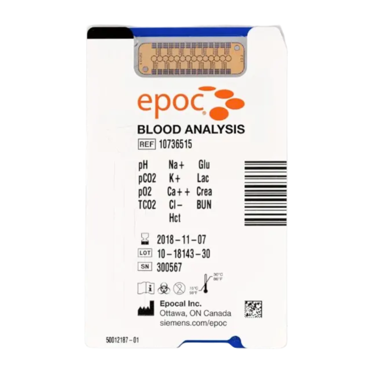 Siemens EPOC BGEM BUN Test Cards, PKG/25 Tests 10736515